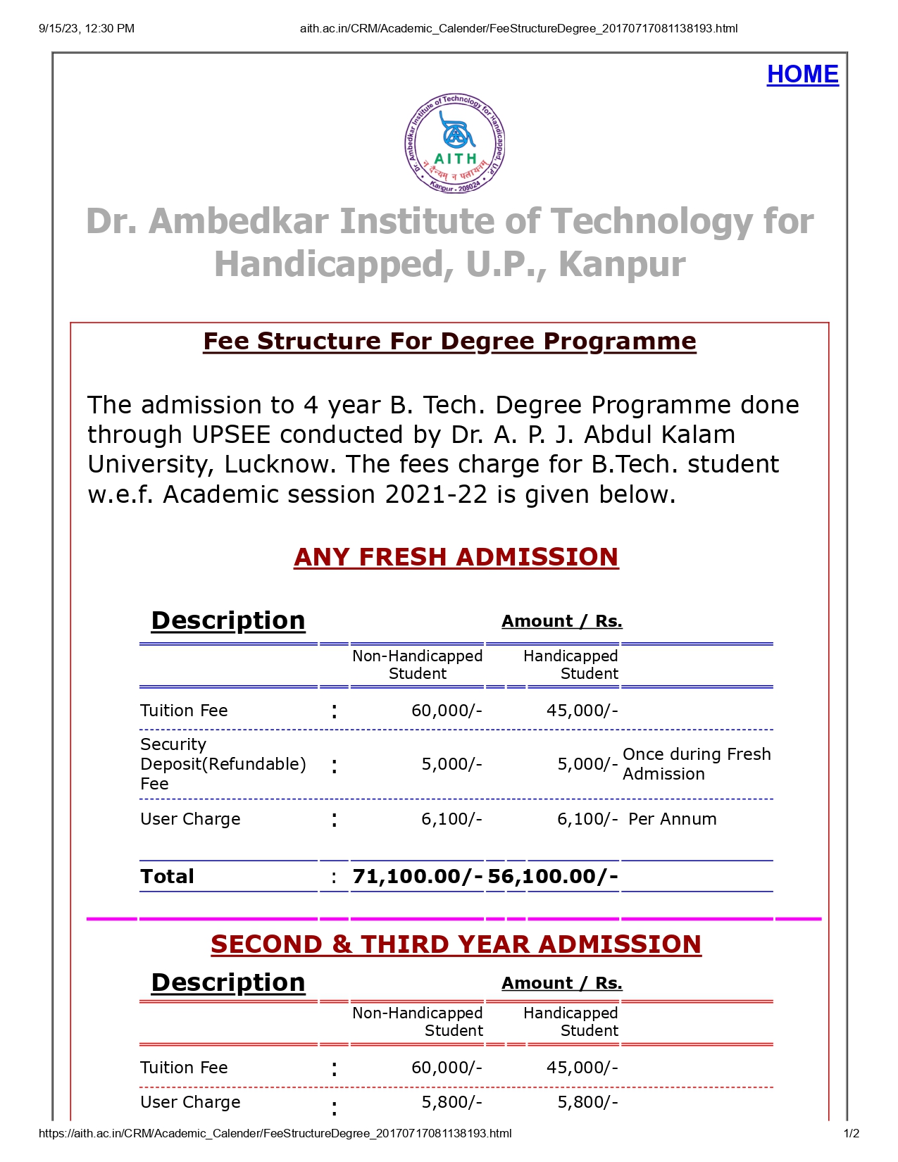 Dr.AITH Kanpur Fees Structure 2023 - AKTUWALLAH Dr.AITH Kanpur Fees Structure 2023 - AKTUWALLAH